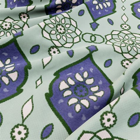 Blue Floral Patterned Fabric Texture 4762 Lotpixel