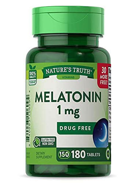 Natures Truth Melatonin 1 Mg Tablets Gluten Free 180 Count 3 Pack