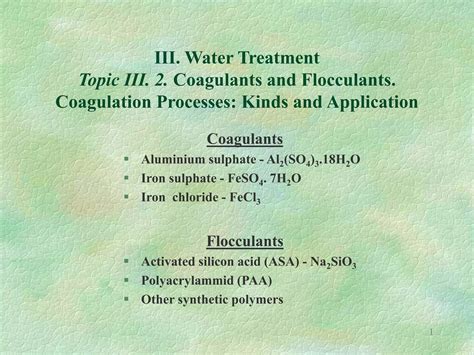 2 Coagulants And Flocculants Coagulation Processes Kinds And