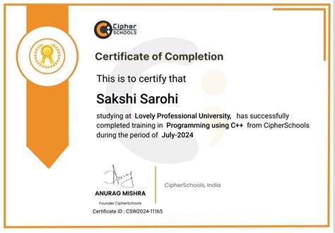 Sakshi Sarohi On Linkedin Programming C Cipherschools Lpu