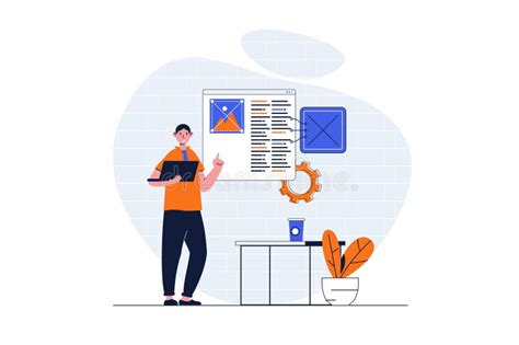 Programming Web Concept With Character Scene Vector Illustration Stock