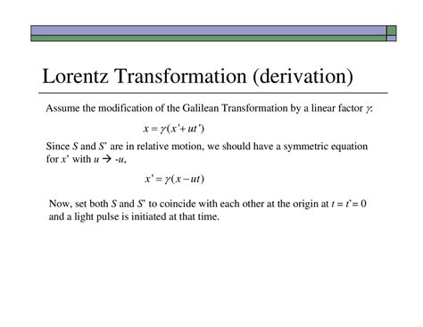 the derivation of the lorentz transformations phys 262 docsity