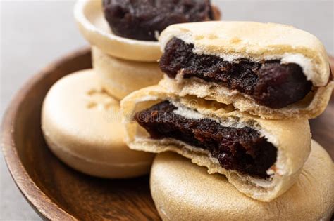 Sweet Wagashi Monaka With Red Bean Paste Stock Photo Image Of Sweet