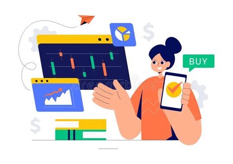 Trader Vector Illustration Featuring Financial Trend Evaluation Data