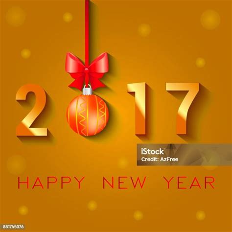 행복 한 새 해 2017 텍스트 디자인입니다 크리스마스 벡터 인사말 그림 나비와 별 볼 2015년에 대한 스톡 벡터 아트 및