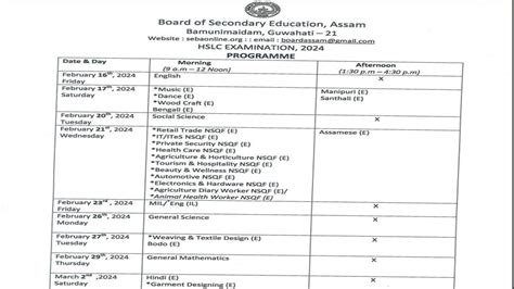 Assam Hslc Routine 2024 Released Seba 10th Exam From Feb 16 Check Pdf Here Education News