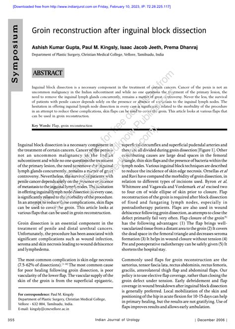 Pdf Groin Reconstruction After Inguinal Block Dissection