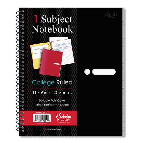 1 Subject Poly Notebook 11″ X 9″ College Ruled 59712 Ischolar Ny