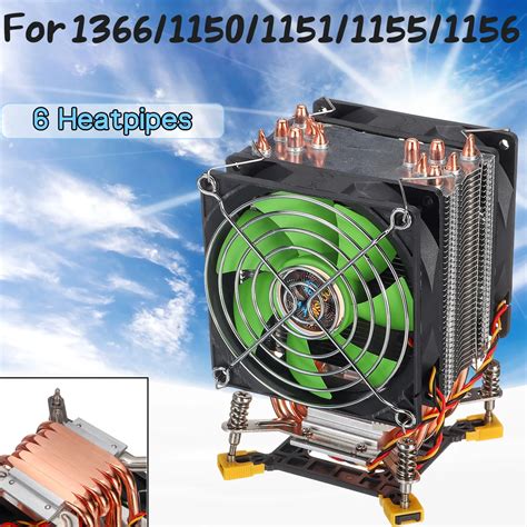 Mm Pin Copper Heat Pipes CPU Cooler Heatsink Quiet Fans Cooling Heatsink For Intel For
