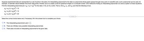 Solved Suppose Experimental Data Are Represented By A Set Of