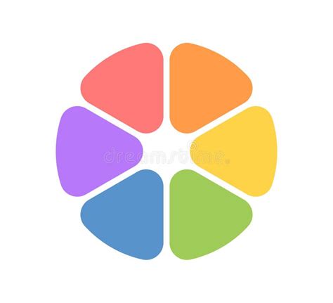 Circle Division Infographic Icon Pie Chart Divided Six Equal Parts Sectors With Rounded