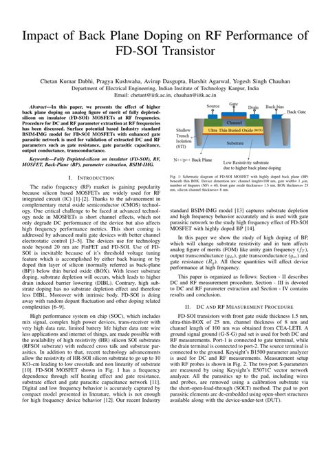 Pdf Impact Of Back Plane Doping On Rf Performance Of Fd Soi Transistor