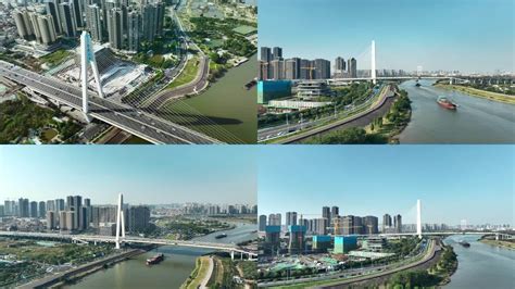 4k高清可商用佛山三龙湾奇龙大桥东平河 视频素材下载