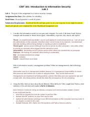 Lab 1 CSIT 161 Introduction To Information Security Lab 1 Lab 1 The