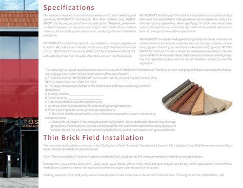 Metrobrick® Catalogs Tbx Grade Thin Brick Arcat