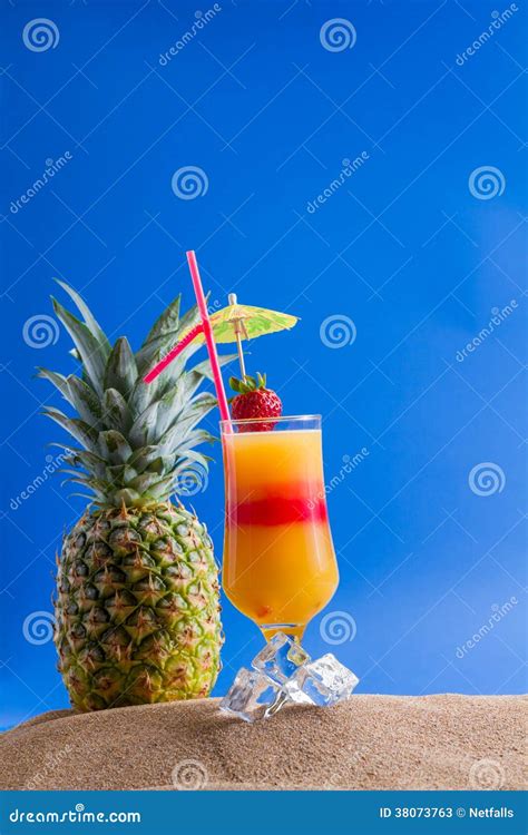 Fresh Tropical Cocktail On Sunny Beach Stock Image Image Of