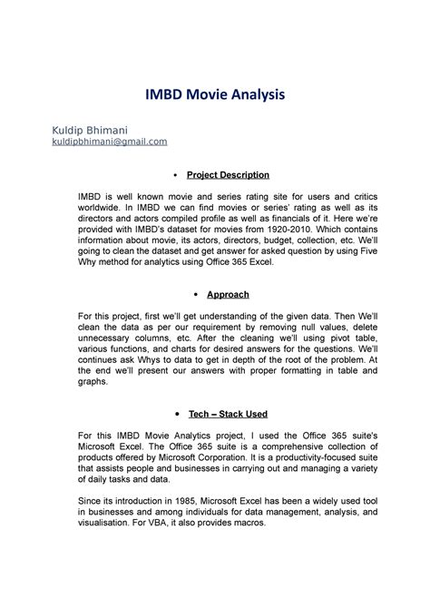 IMDB Movie Analysis Data Analytics With Trainity IMBD Movie