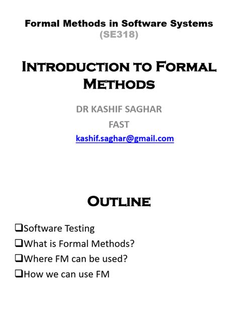 01 Introduction To Formal Methods Pdf Formal Methods Formal