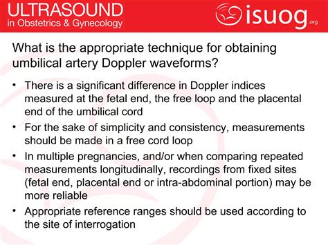 Isuog Practice Guidelines Use Of Doppler Ultrasonography In Obstetrics