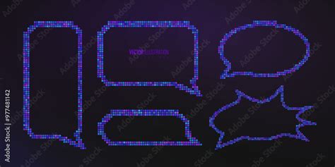 pixel speech bubbles in 8 bit style set elements for retro game ui