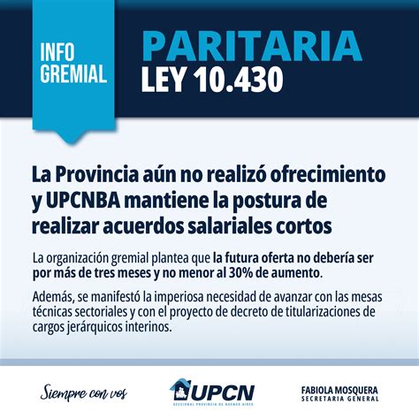 Paritaria Ley 10430 La Provincia Aún No Realizó Ofrecimiento Y Upcnba