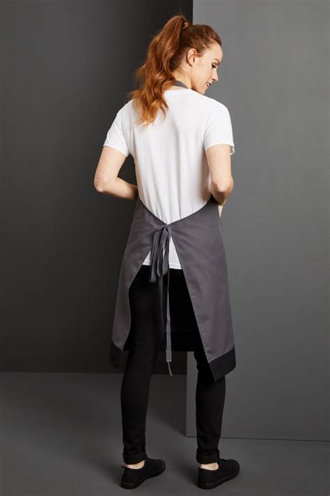 Contrast Popper Strap Bib Apron