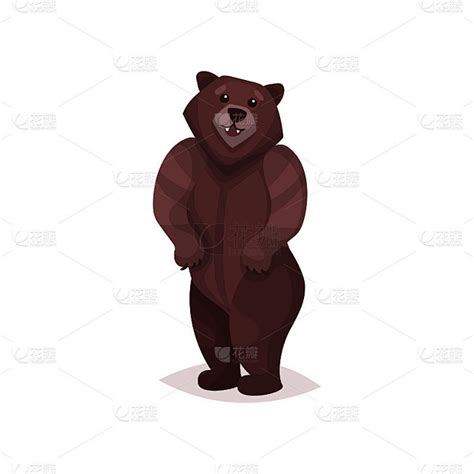 棕色灰熊卡通矢量插图