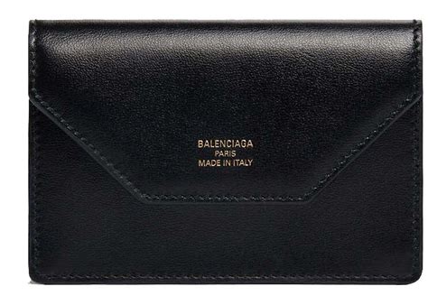 Balenciaga Envelope Flap Card Holder Black In Smooth Calfskin Leather