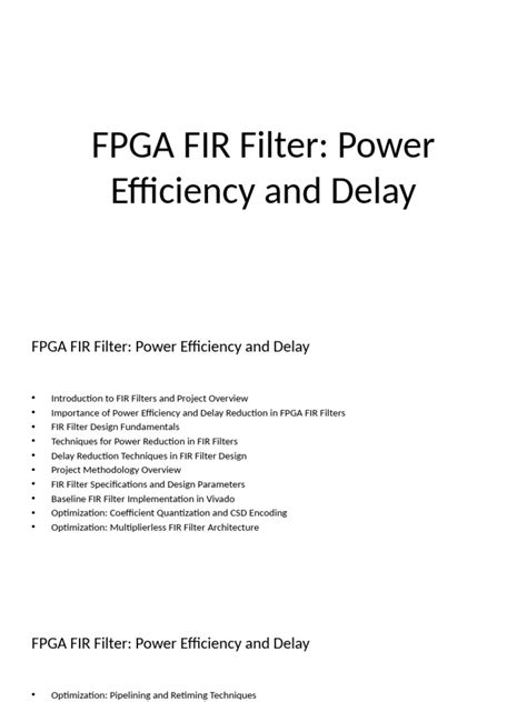 Fpga Fir Filter Power Efficiency And Delay Pdf Filter Signal Processing Field