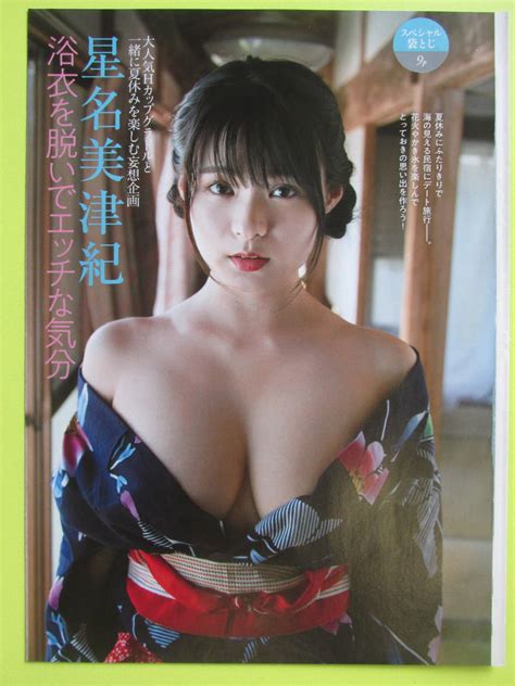 395切り抜き 星名美津紀 袋とじ Hカップグラドル妄想企画 浴衣を脱い エッチな気分 下着 巨乳 2019年 9P 送料120円 タレント