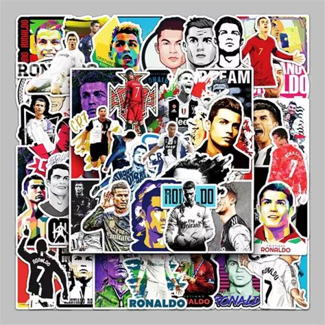 Cristiano Ronaldo Futbol B 50 Calcomanias Stickers Pvcvsagua En Venta