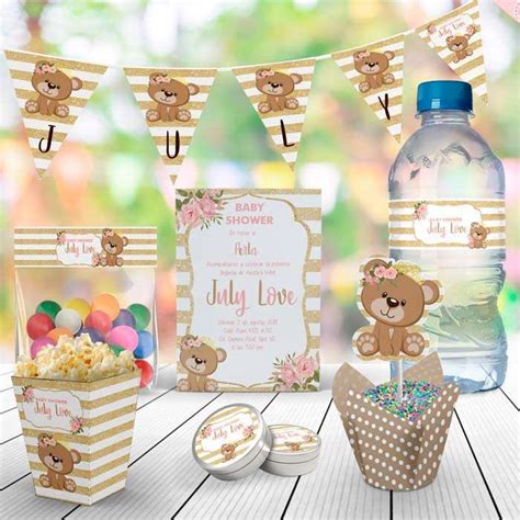 Kit Imprimible Baby Shower Osita Flores July Love Kits