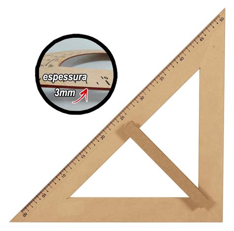 Kit Geométrico do Professor Mdf Régua Metro pegador Esquadro Graus Esquadro