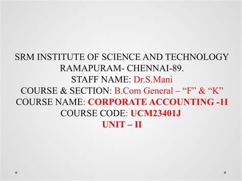corporate accounting unit ii unit ii b
