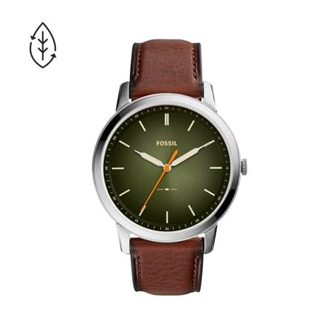 Fossil Watches Fossil Gents Minimalist 3h Leather Strap Green Dial Watch Mens Watches From