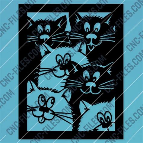 Lovely Cats Design File Svg Dxf Eps Ai Cdr Cnc Files Free Dxf