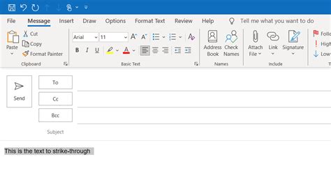 In MS Outlook 365 Apps For Enterprise How To Make Strikethrough Text