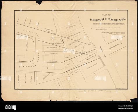 Plan Of Extension Of Devonshire Street By Two Routes Through Otis And