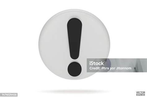 3d Panneau Davertissement Rond Blanc Réaliste Isolé Sur Fond Blanc