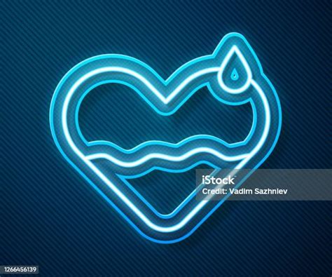 빛나는 네온 라인 하트는 파란색 배경에 고립 된 아이콘을 치유합니다 벡터 일러스트레이션 로고에 대한 스톡 벡터 아트 및 기타 이미지 로고 회복 심장 Istock