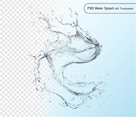 透明な背景に隔離された青い水のスプラッシュ Psd Png Premium Psd