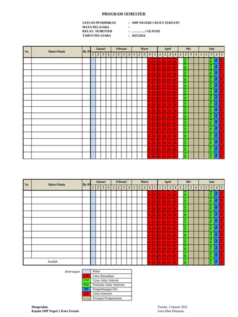 Contoh Format Penyusunan Program Semester Pdf
