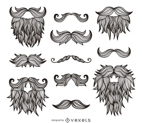 Hipster Moustaches Beards Drawing Vector Download