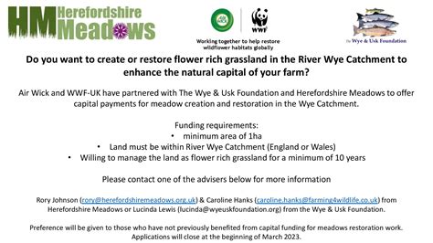 Create Or Restore Flower Rich Grassland In The River Wye Catchment To