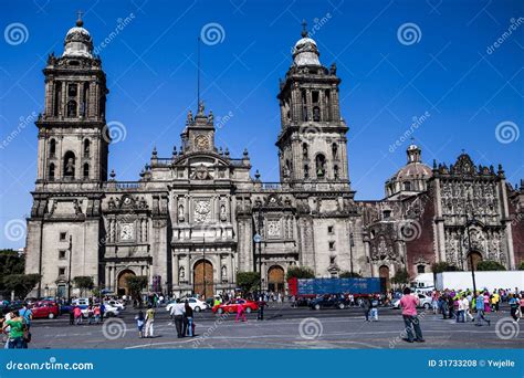 El Zocalo In Mexico City With Cathedral Mexico Ci Editorial Stock