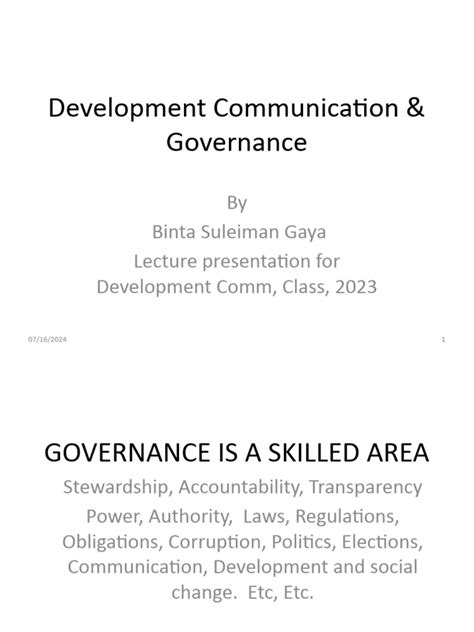 Development Communication And Governance Pdf Governance Good Governance