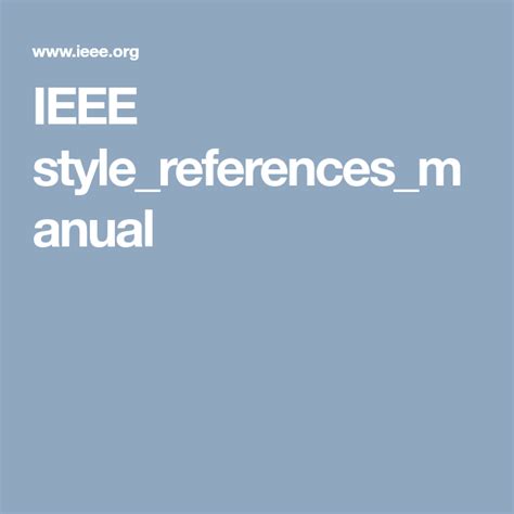 IEEE Style References Manual Reference Style Manual