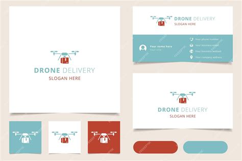 Premium Vector Drone Delivery Logo Design With Editable Slogan Branding