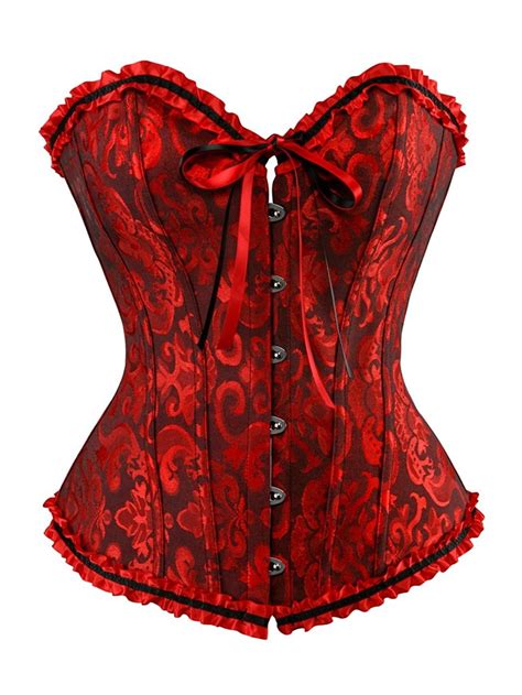 Miss Moly Womens Pu Faux Leather Plus Size Steampunk Corset Bustier Lingerie Clubwear Dark Red