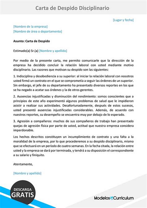 Modelo De Carta De Autorizacion Carta De Despido Pdf